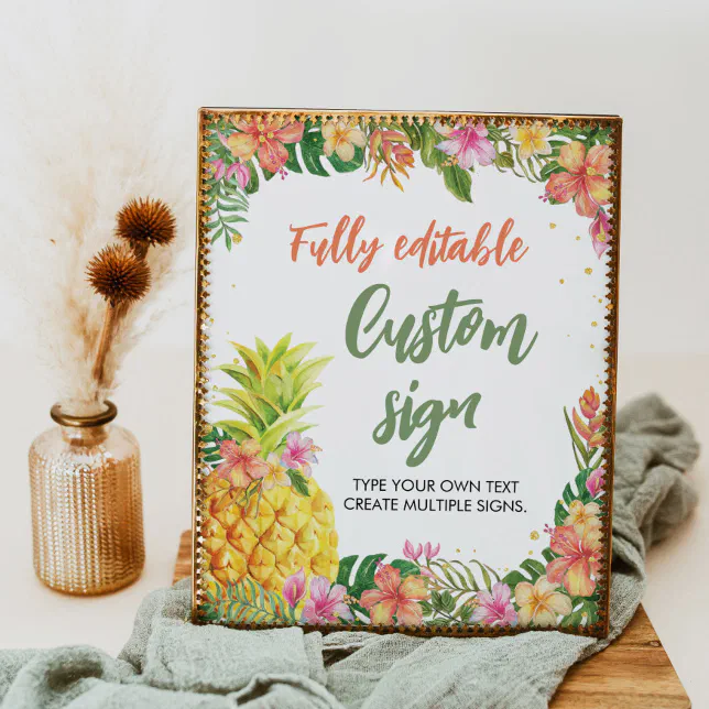 Tropical Floral Birthday Party Table Sign | Zazzle