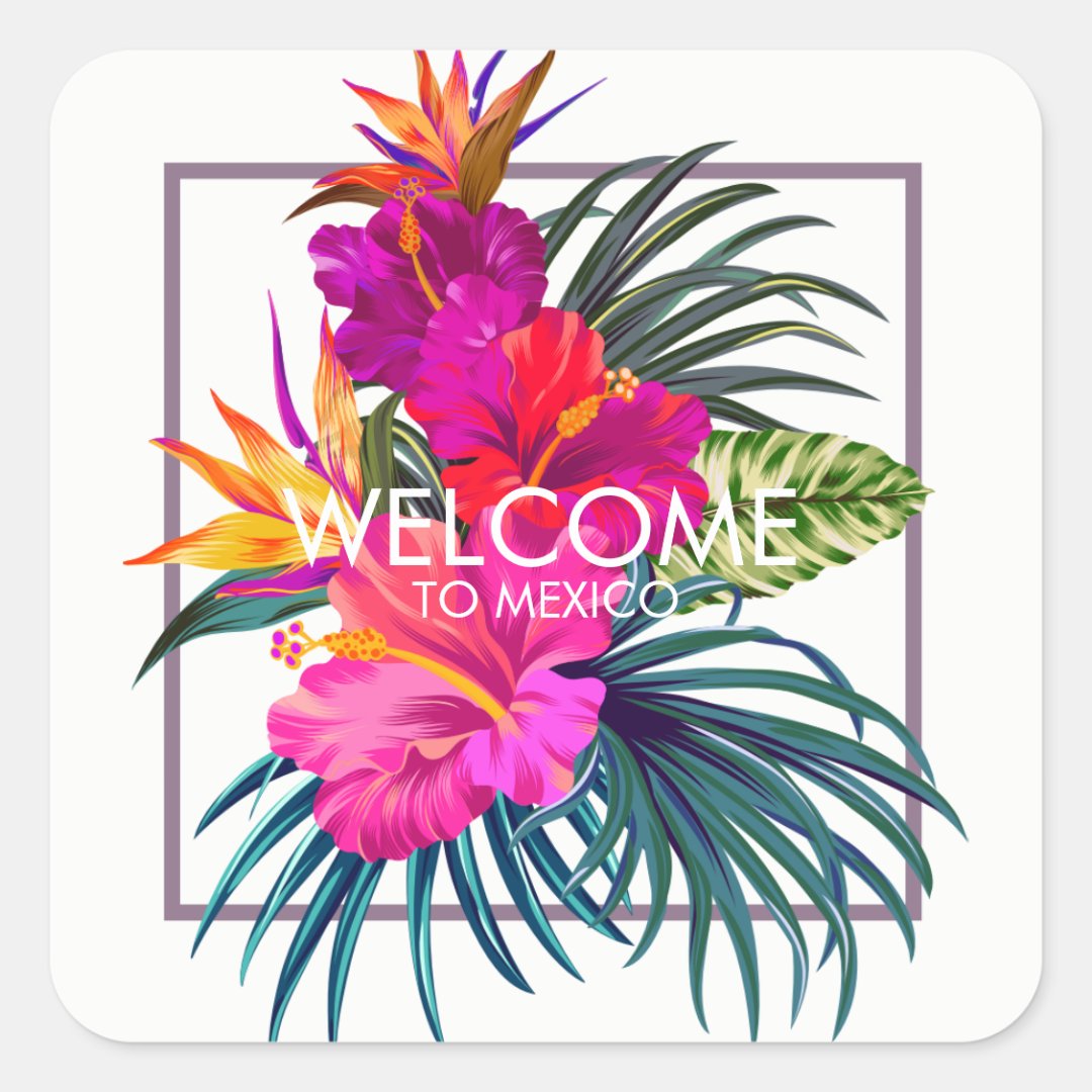 Tropical Floral Bouquet Welcome Sticker | Zazzle