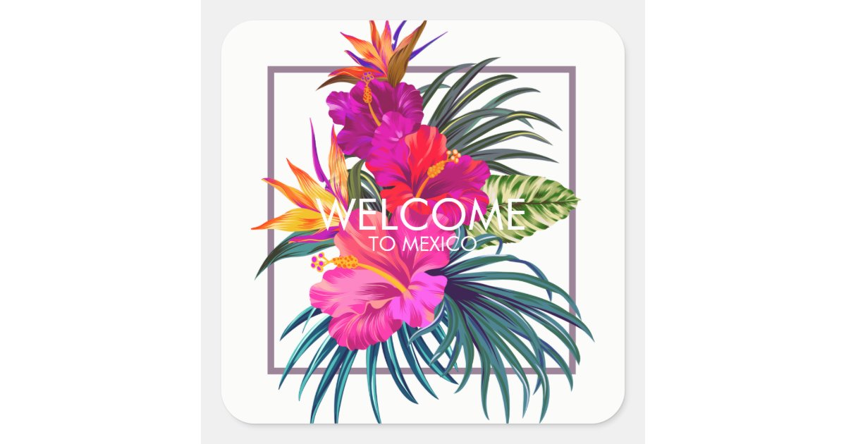 Tropical Floral Bouquet Welcome Sticker | Zazzle