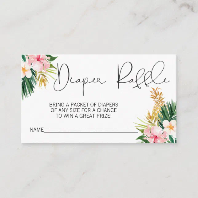 Tropical floral diaper raffle ticket insert | Zazzle