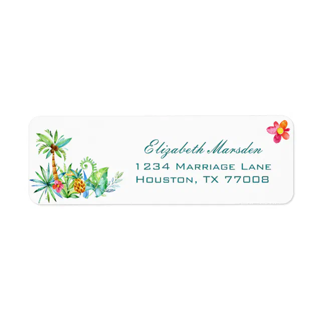 Tropical Floral Elegant Wedding Return Address Label | Zazzle