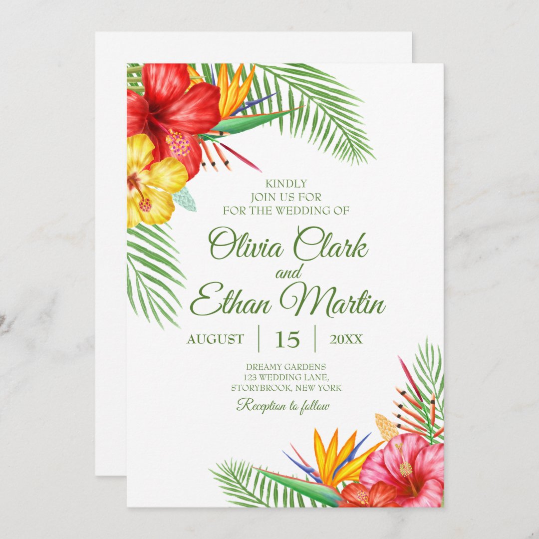 Tropical Floral Garden Invitation | Zazzle