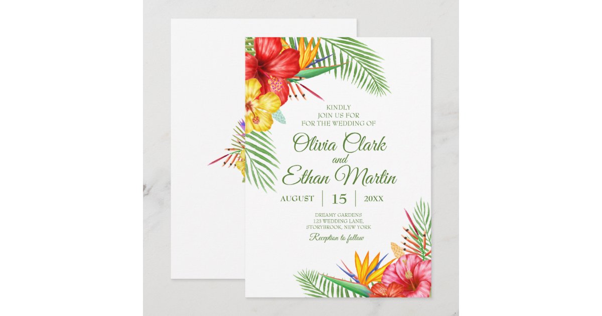 Tropical Floral Garden Invitation | Zazzle