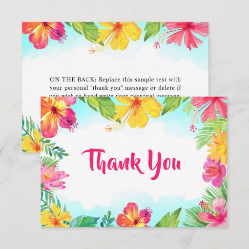 Tropical Floral Hawaiian Luau Thank You Card | Zazzle