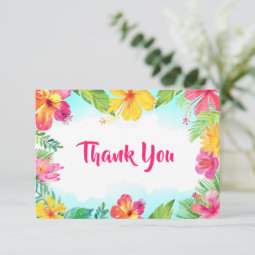Tropical Floral Hawaiian Luau Thank You Card | Zazzle