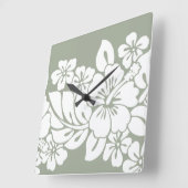 Tropical Floral Hibiscus Design Square Wall Clock | Zazzle