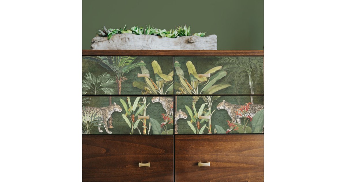 Tropical Floral Leopard Foliage Jungle Decoupage Tissue Paper | Zazzle