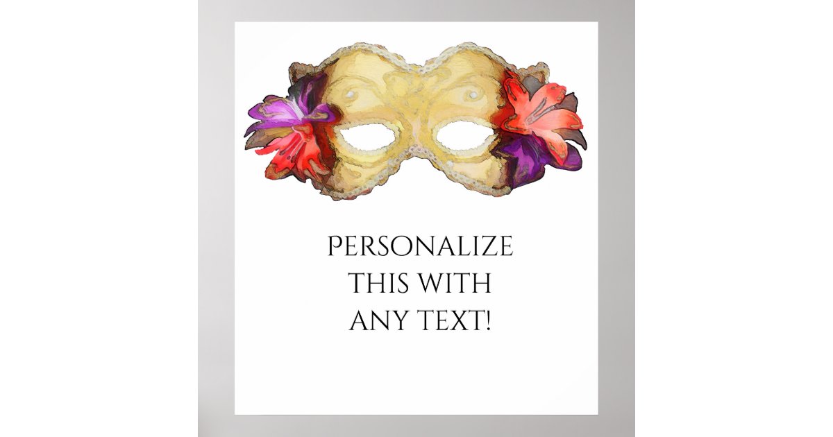 Tropical Floral Masquerade Mask Party Banner Poster | Zazzle