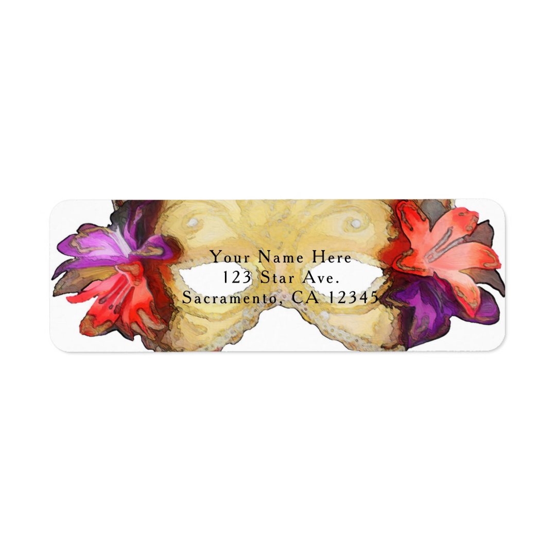 Tropical Floral Masquerade Mask Party Invitation Label | Zazzle
