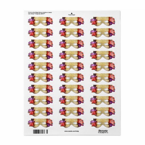 Tropical Floral Masquerade Mask Party Invitation Label | Zazzle