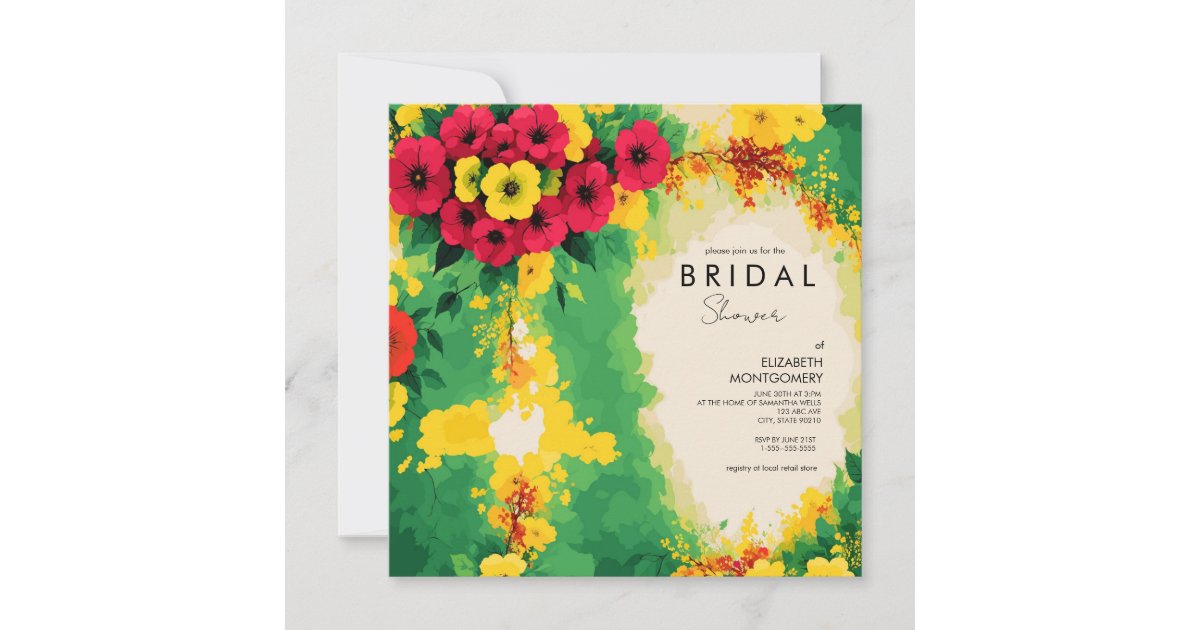 Tropical Floral Reggae Bridal Shower Invitation | Zazzle