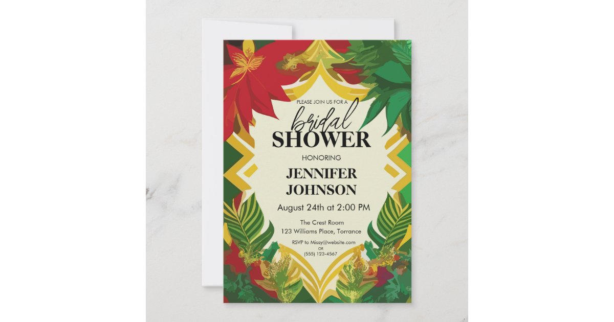 Tropical Floral Reggae Bridal Shower Invitation | Zazzle