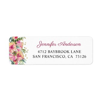 Tropical Floral Return Address Label | Zazzle