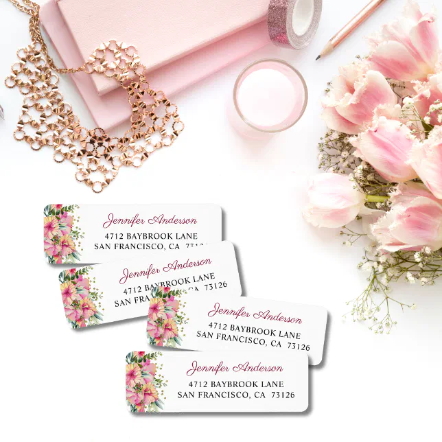 Tropical Floral Return Address Label | Zazzle