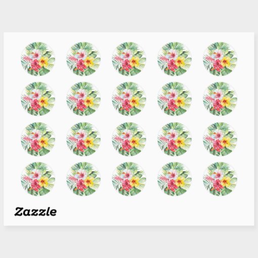 Tropical Floral Sticker | Zazzle
