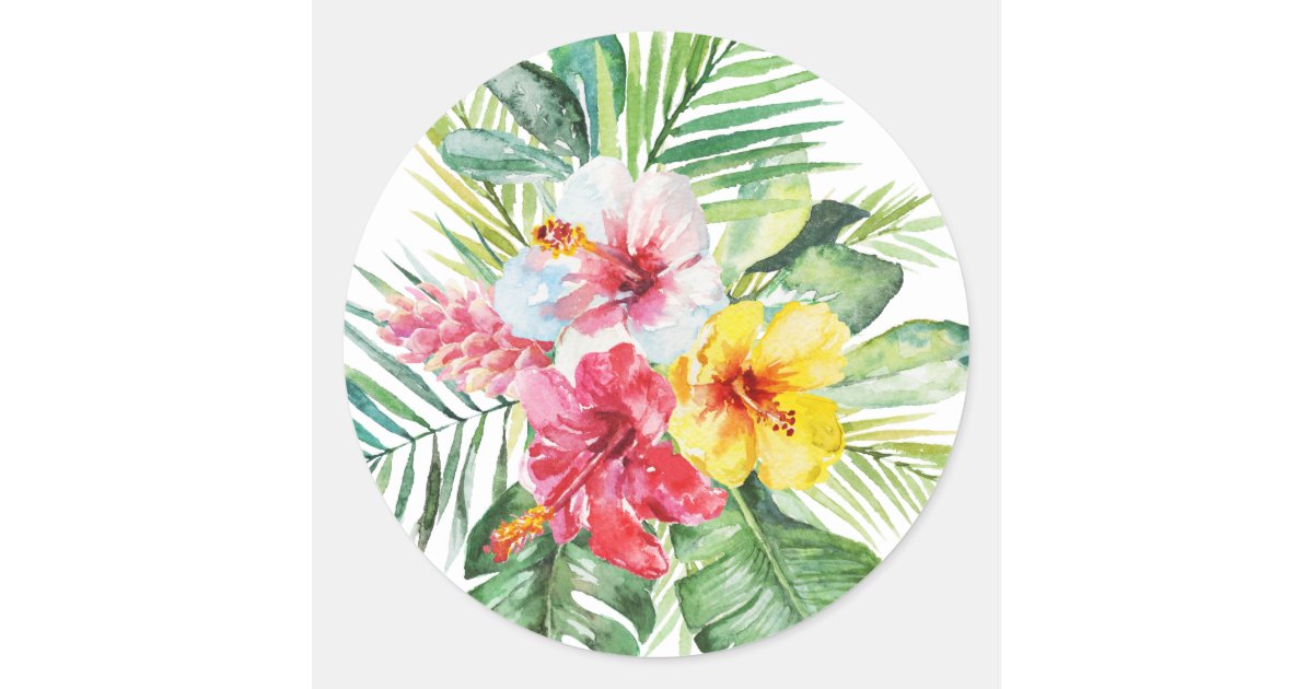 Tropical Floral Sticker | Zazzle