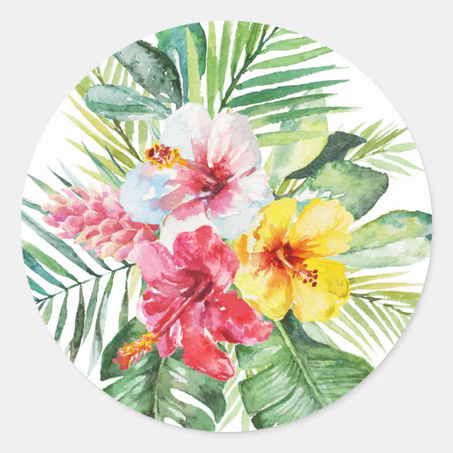 Tropical Floral Sticker | Zazzle
