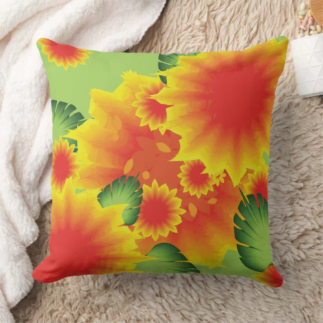 Tropical Floral Style Throw Pillow | Zazzle