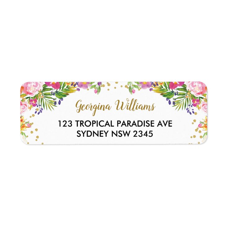 Tropical Floral Summer Aloha Return Address Label | Zazzle