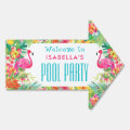 Tropical Floral Swimming Pool Party Arrow Sign | Zazzle