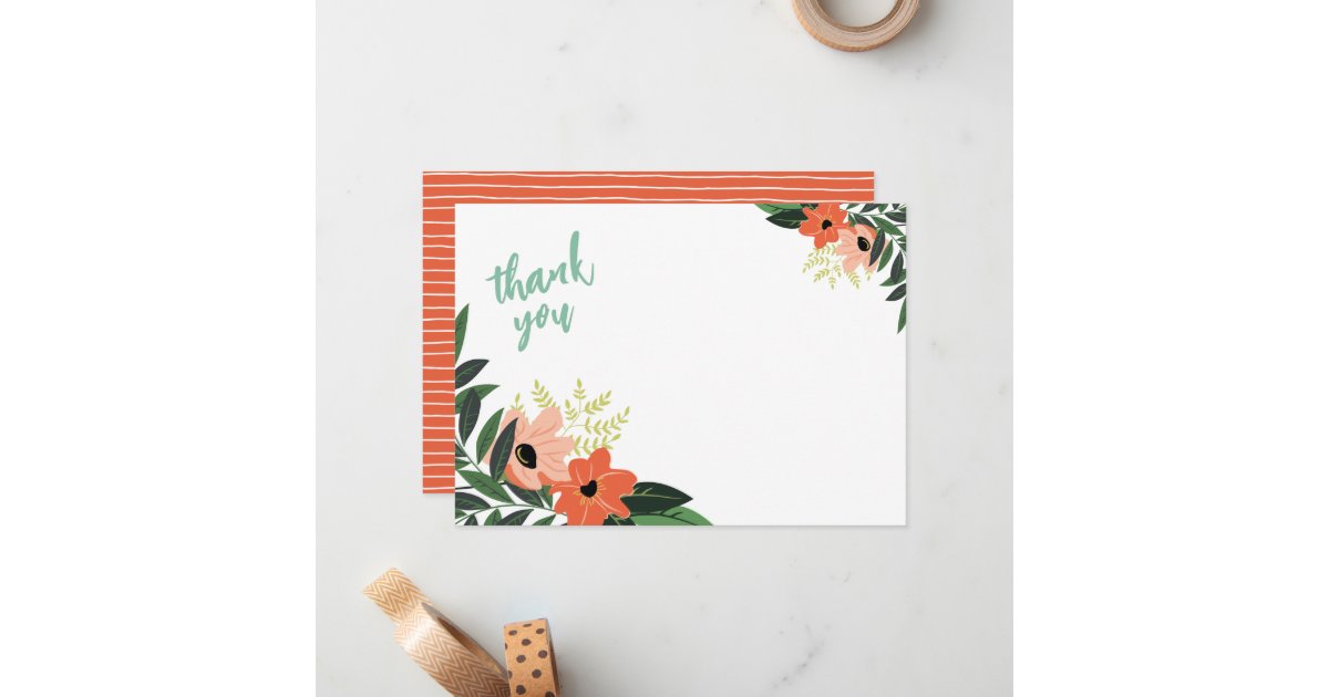 Tropical Floral Thank You Note Cards | Zazzle