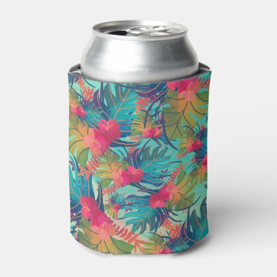 Tropical Floral Watercolor Can Cooler | Zazzle.com