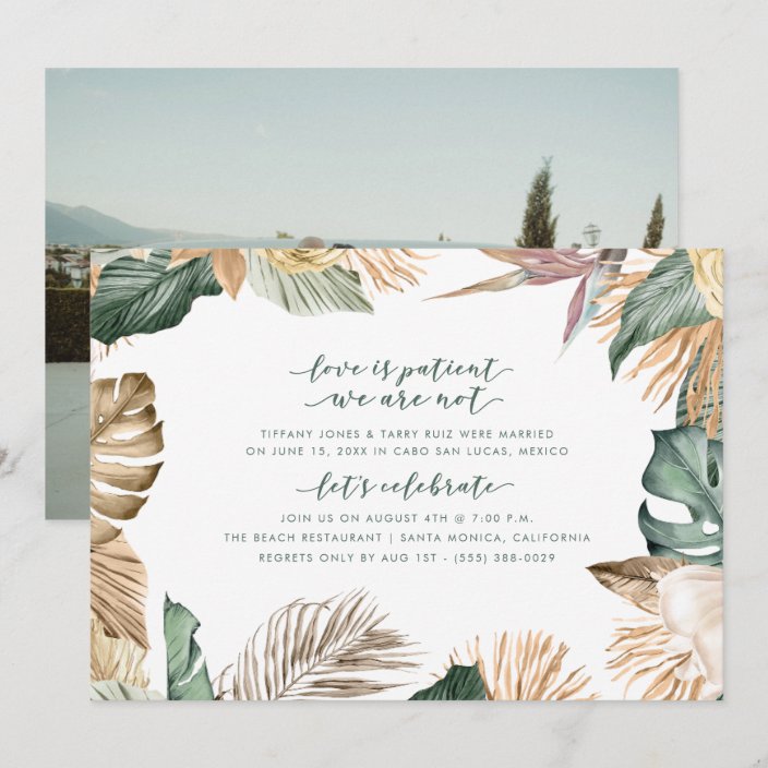 Tropical Floral Wedding Eloped Reception Invite | Zazzle.com