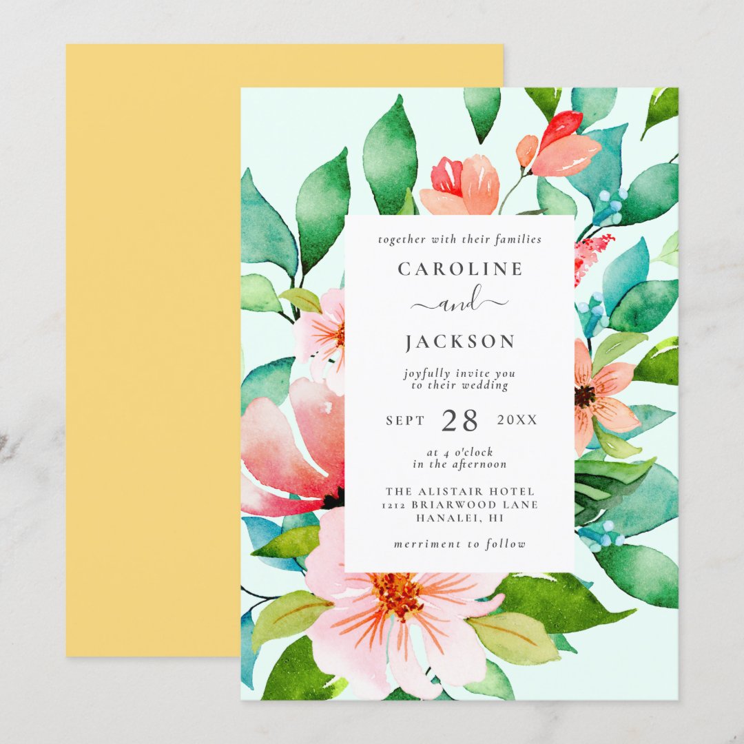 Tropical Floral Wedding Invitation | Zazzle