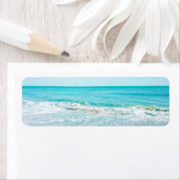 Tropical Florida Beach Sand Ocean Waves Sandpiper Label | Zazzle