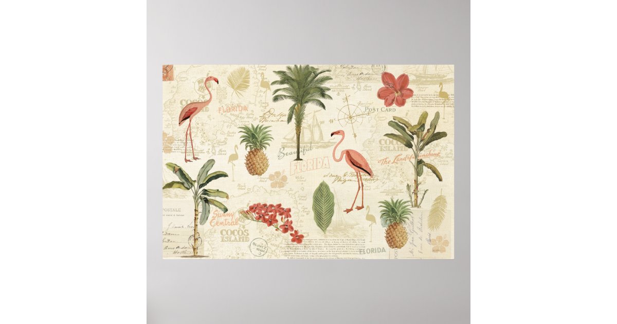 Tropical Floridian Pattern Poster | Zazzle