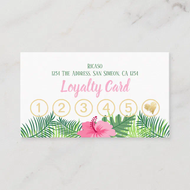 Tropical Flower 6th Appointment Personalized Loyalty Card | Zazzle