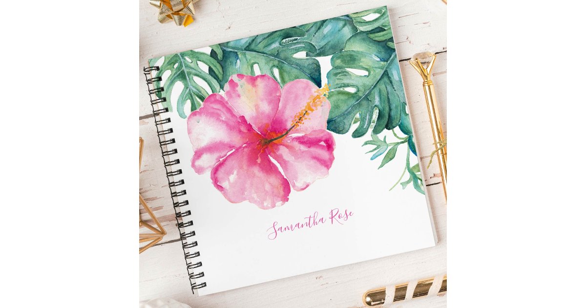 Tropical Flower and Greenery Personalized Journal | Zazzle