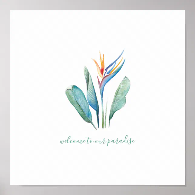 Tropical Flower Watercolor Poster | Zazzle