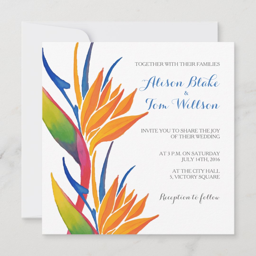 Tropical flower wedding invitation | Zazzle