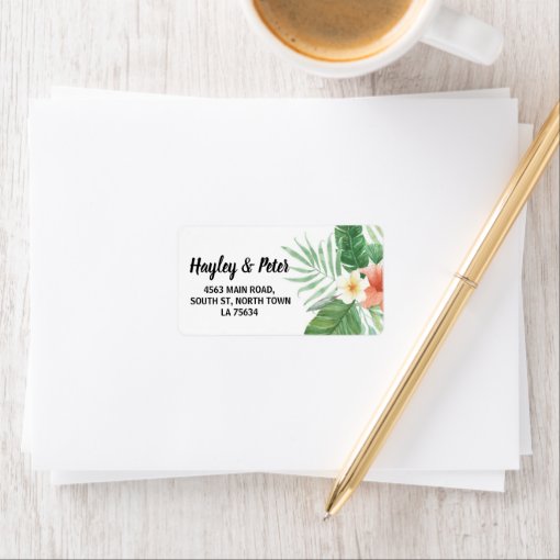 Tropical Flowers Address Labels Stickers Wedding | Zazzle