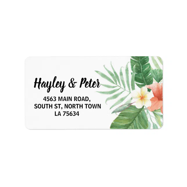 Tropical Flowers Address Labels Stickers Wedding | Zazzle