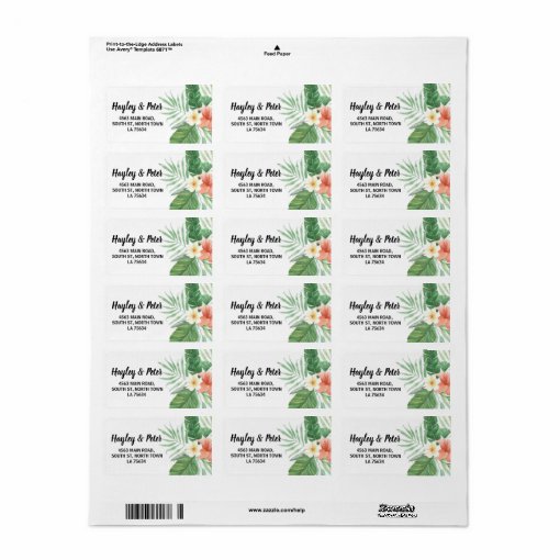 Tropical Flowers Address Labels Stickers Wedding | Zazzle