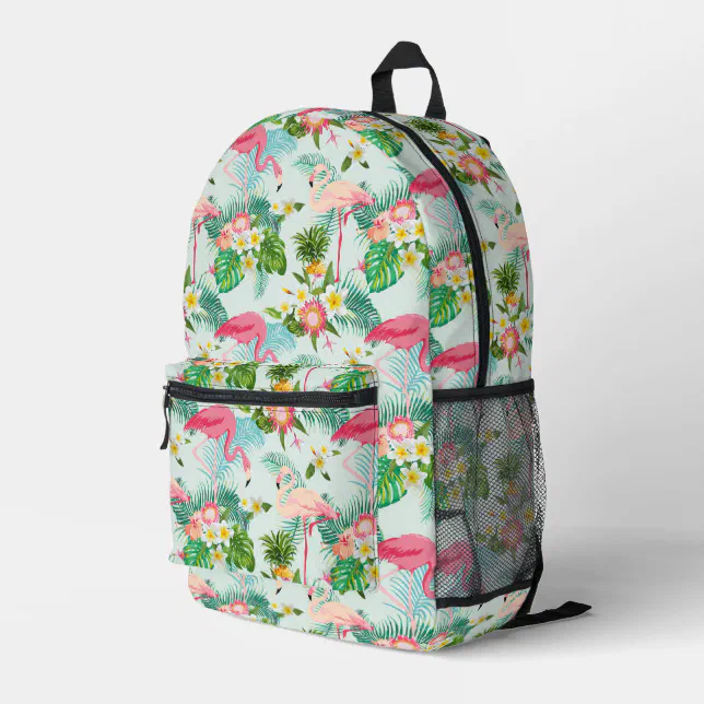 Tropical Flowers And Birds Printed Backpack | Zazzle