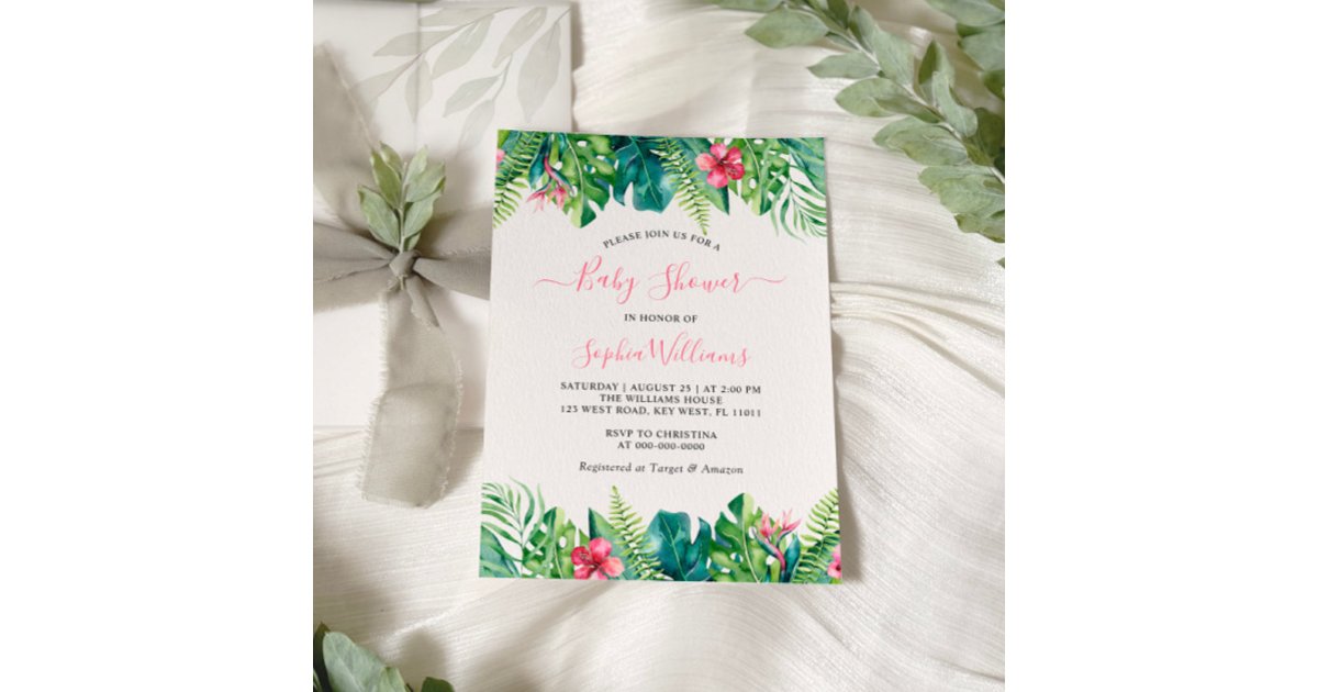 Tropical Flowers Baby Shower Invitation | Zazzle