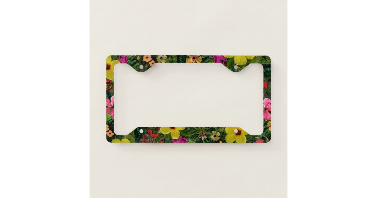 Tropical Flowers License Plate Frame | Zazzle
