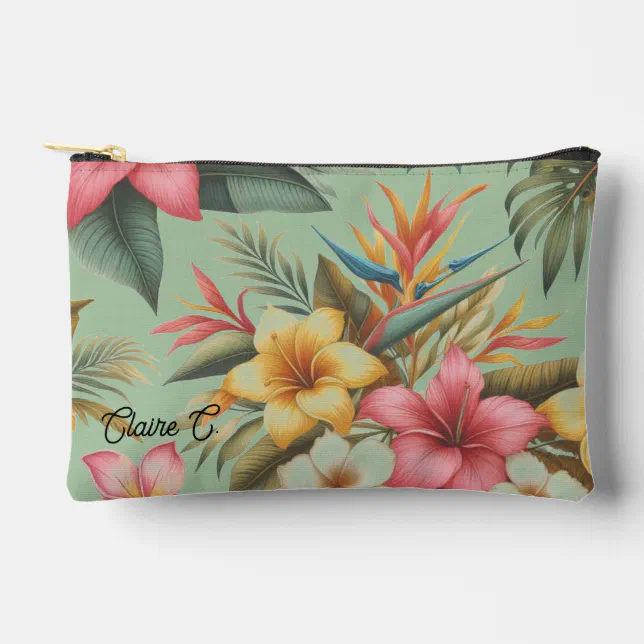 Tropical Flowers Nature Inspired Accessory Pouch | Zazzle