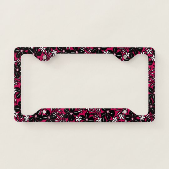 Tropical flowers on red license plate frame | Zazzle.com