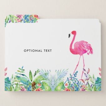 Tropical Flowers & Pink Flamingos File Folder | Zazzle