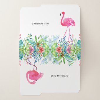 Tropical Flowers & Pink Flamingos File Folder | Zazzle
