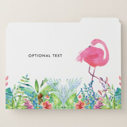 Tropical Flowers & Pink Flamingos File Folder | Zazzle