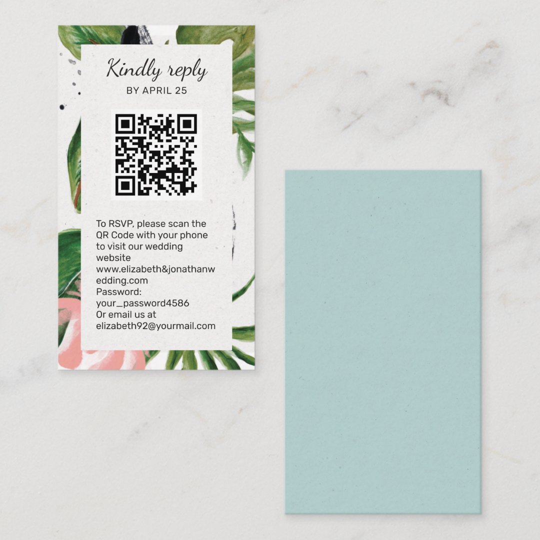 Tropical flowers QR Code online RSVP Enclosure | Zazzle