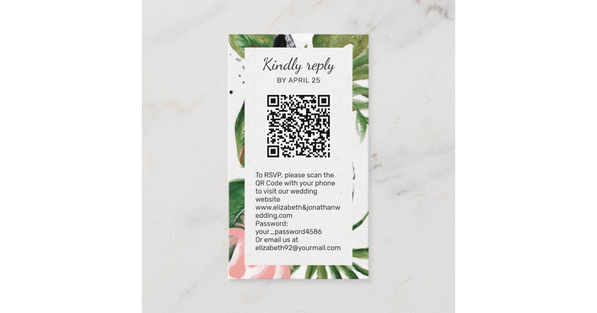 Tropical flowers QR Code online RSVP Enclosure | Zazzle