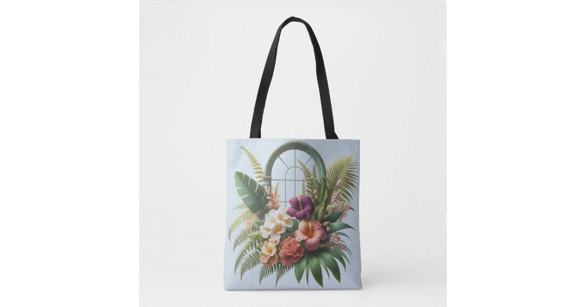Tropical Foliage Arched Window Tote Bag | Zazzle