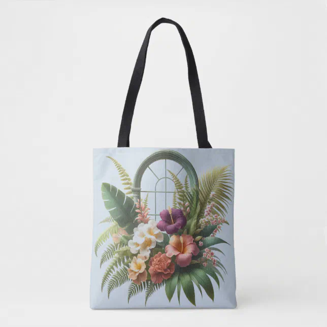 Tropical Foliage Arched Window Tote Bag | Zazzle