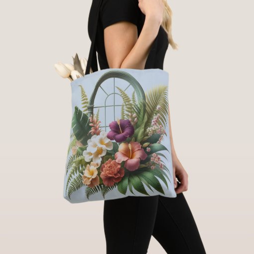 Tropical Foliage Arched Window Tote Bag | Zazzle